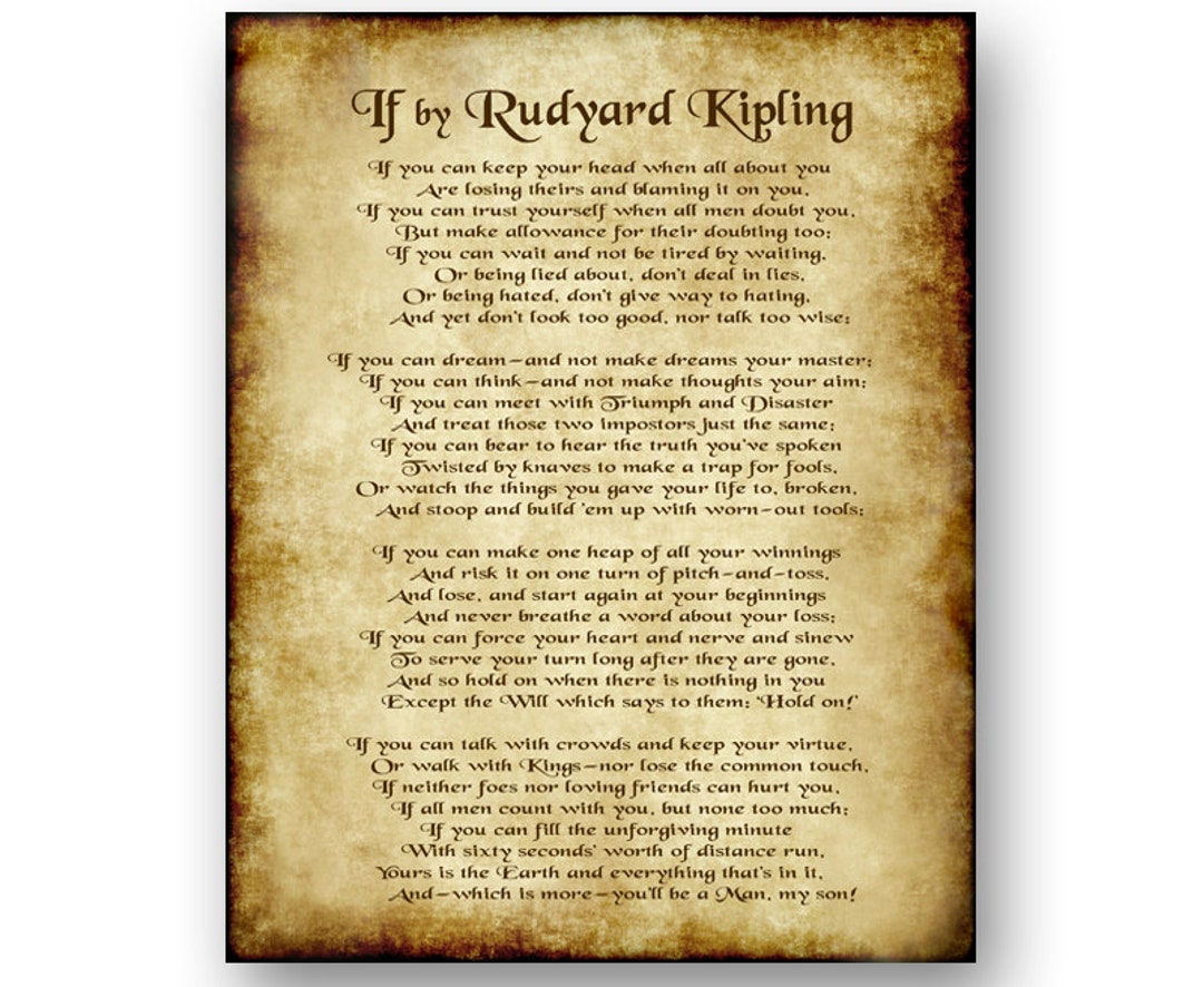 If by Rudyard Kipling - 8x10 Instant Printable Download File ...