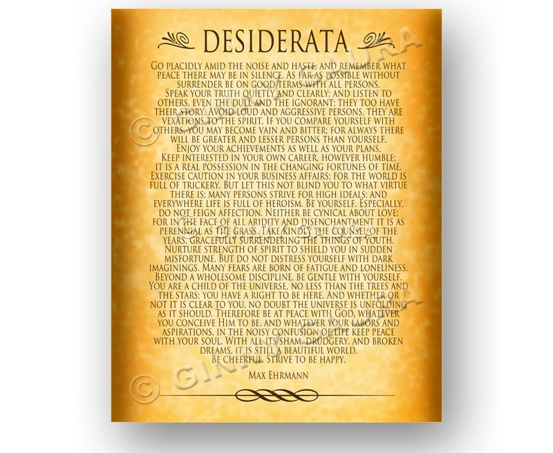Desiderata by Max Erhmann 8x10 Instant Printable Download File ...