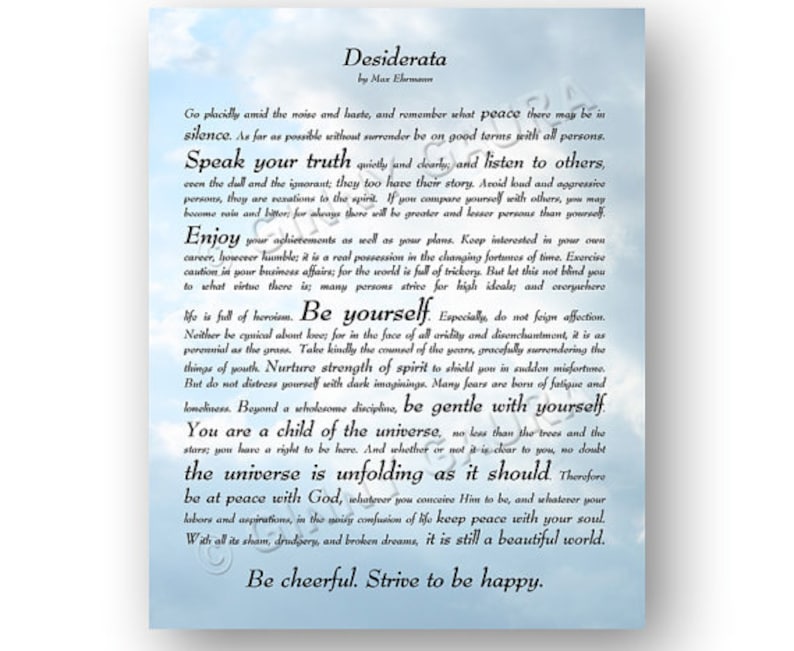 Desiderata by Max Erhmann - 8x10 Instant Printable Download File ...