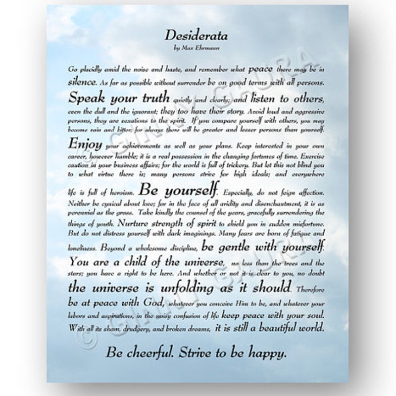 Desiderata Printable - Etsy