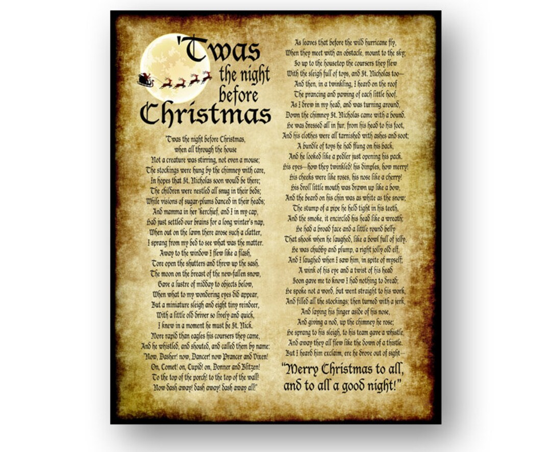 Twas the Night Before Christmas Poem 8x10 Instant Printable - Etsy