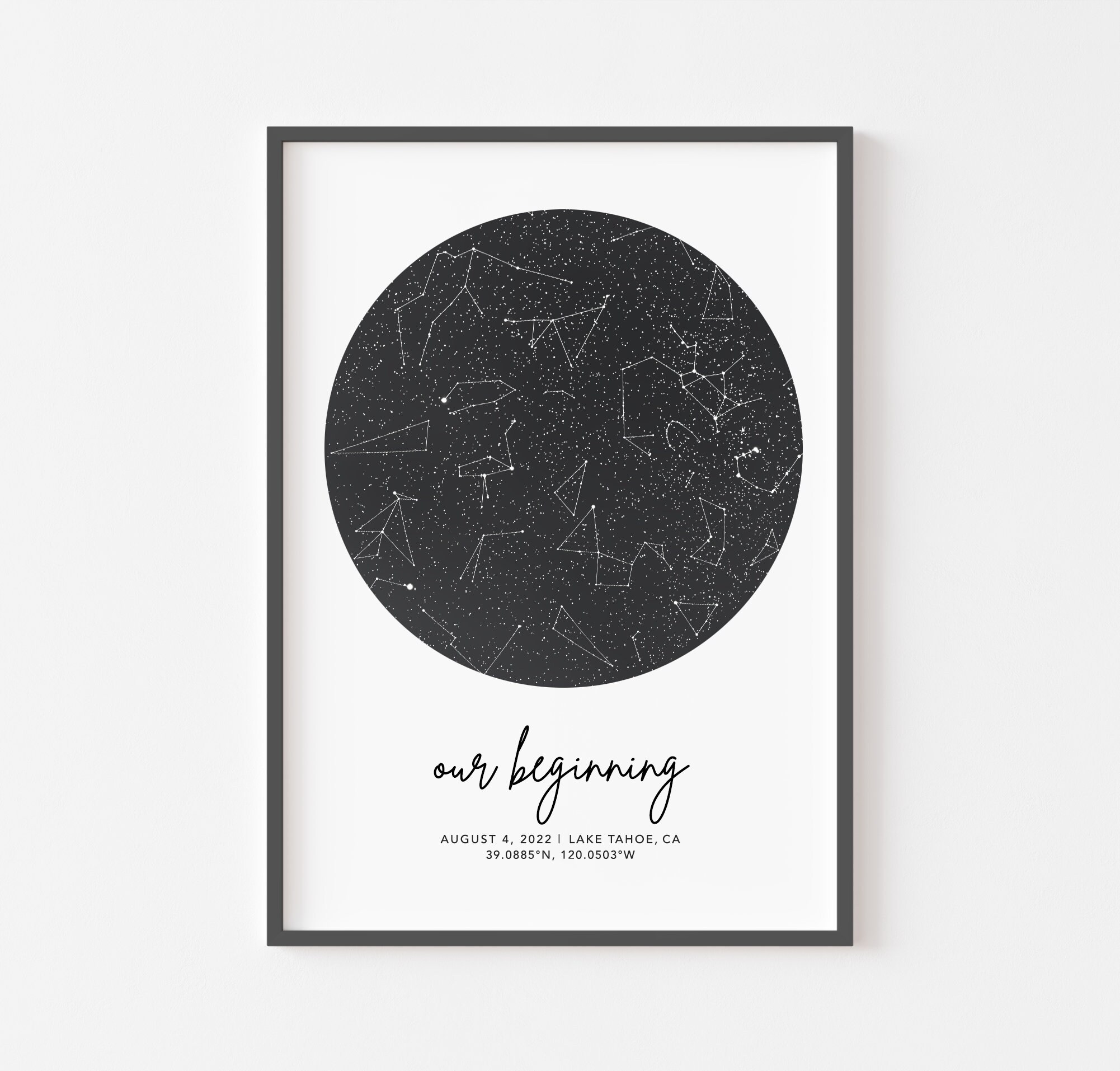 Custom Night Sky Star Map, Constellation Poster, Personalized Couple ...