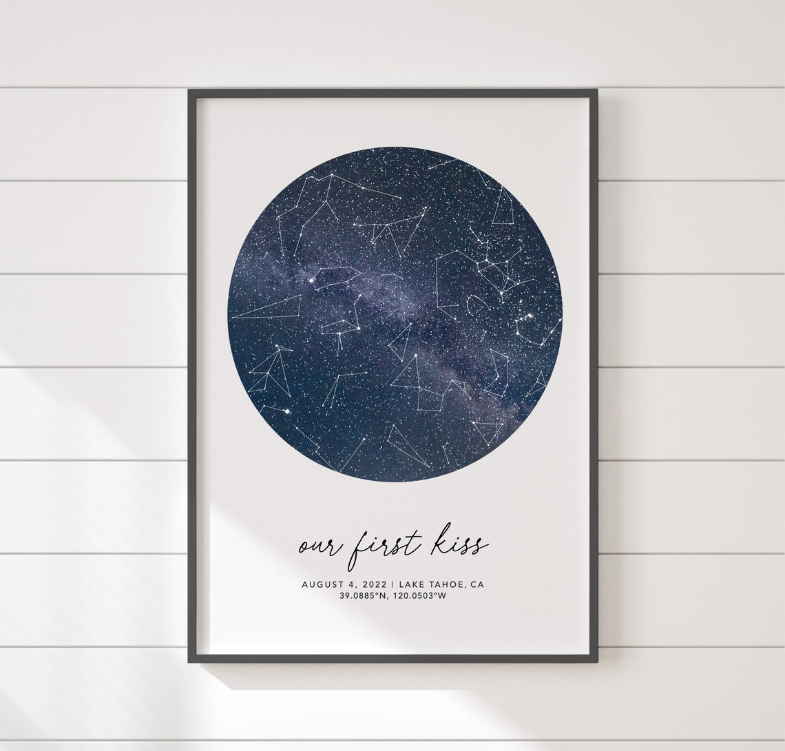 Sky Map for Couples, Starry Night Poster, Digital Star Map, One Year ...