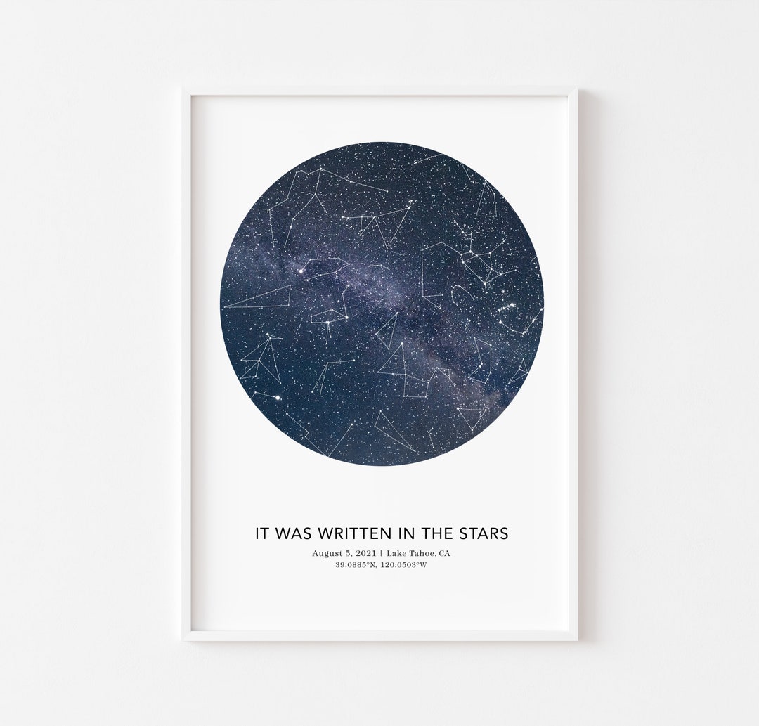 Star Map for First Date Gift, Milky Way Sky Map, Constellation Map by ...