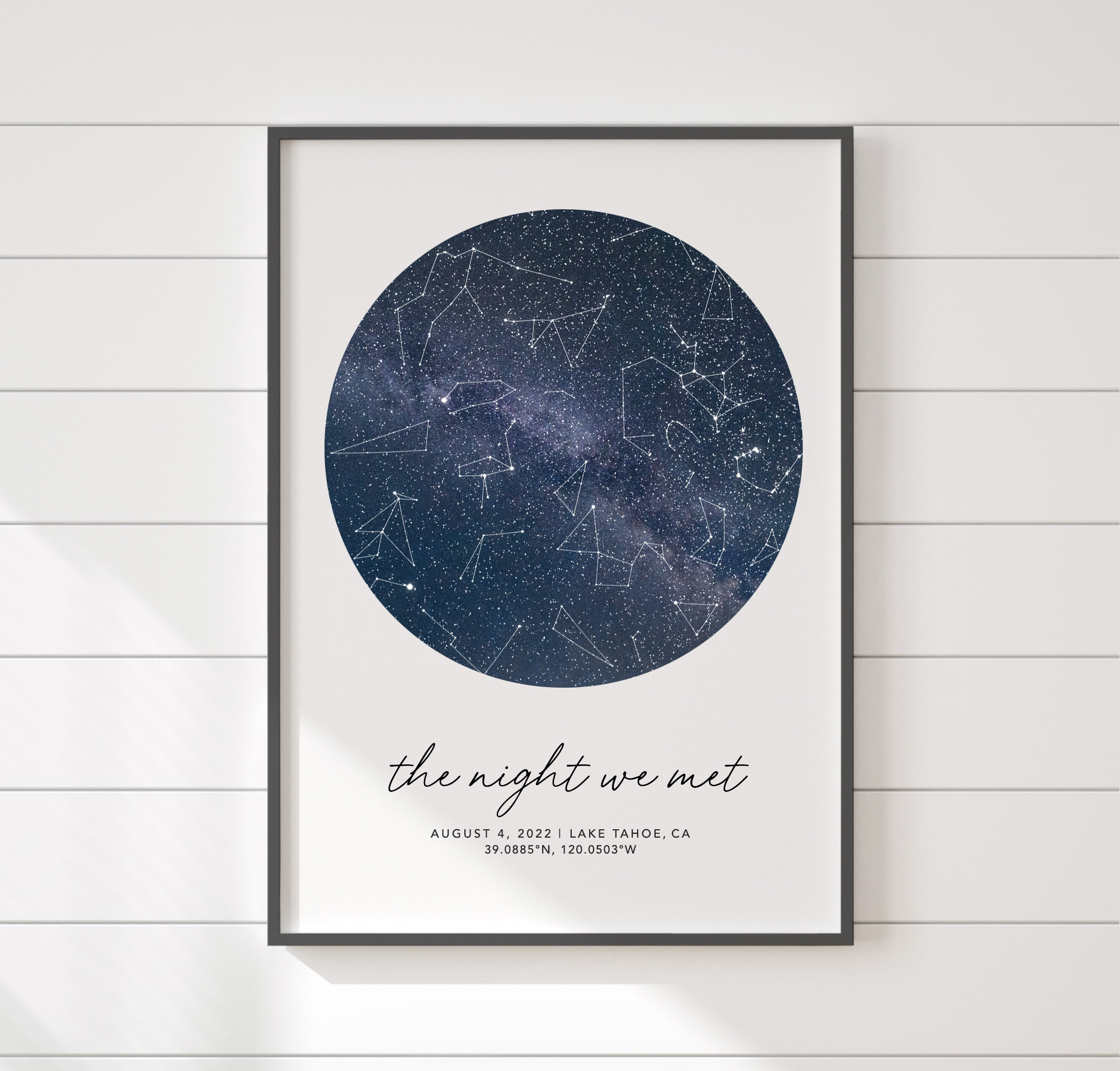 First Kiss Map, Starry Night Poster, Digital Star Wall Art for One Year ...