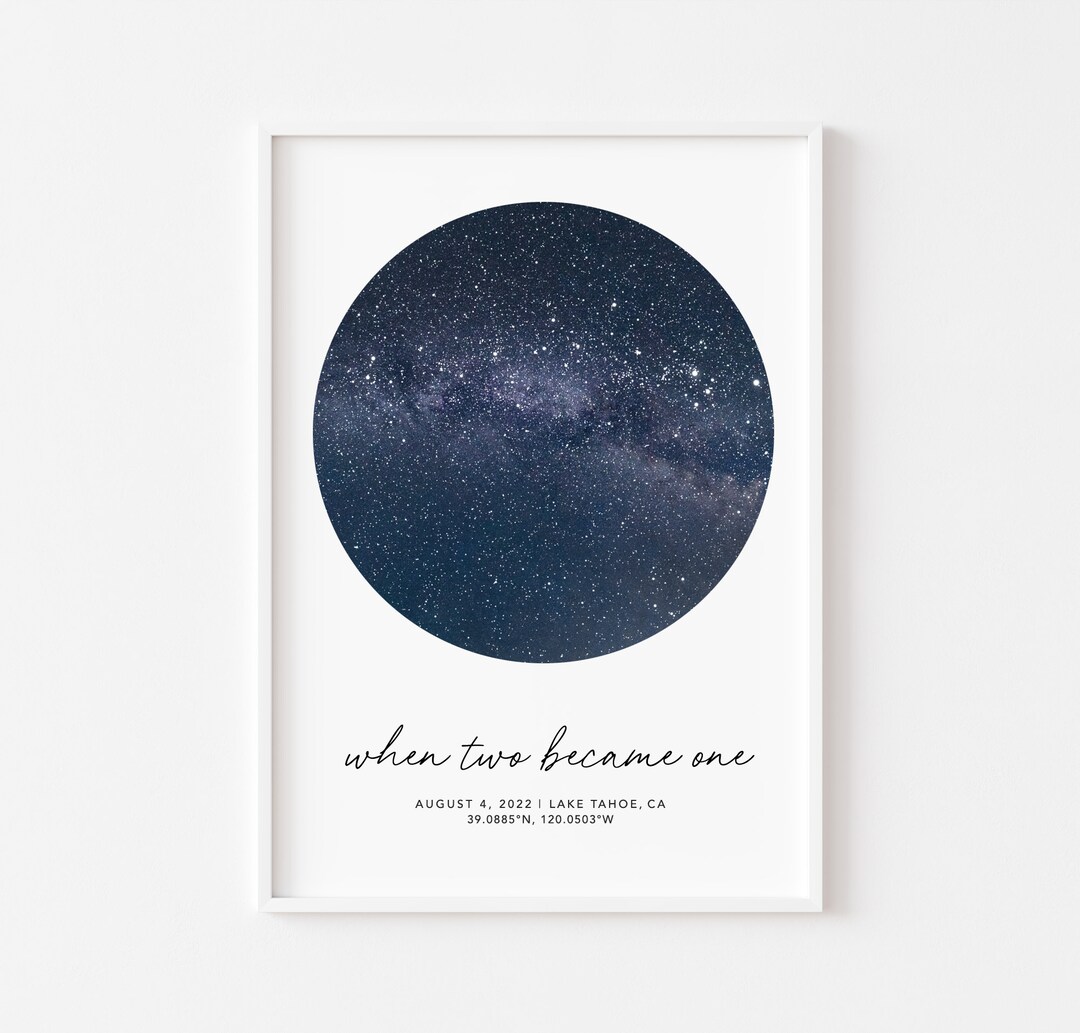 Custom Star Charts, Starry Night Print, Digital Sky Map, Newlywed Gift ...
