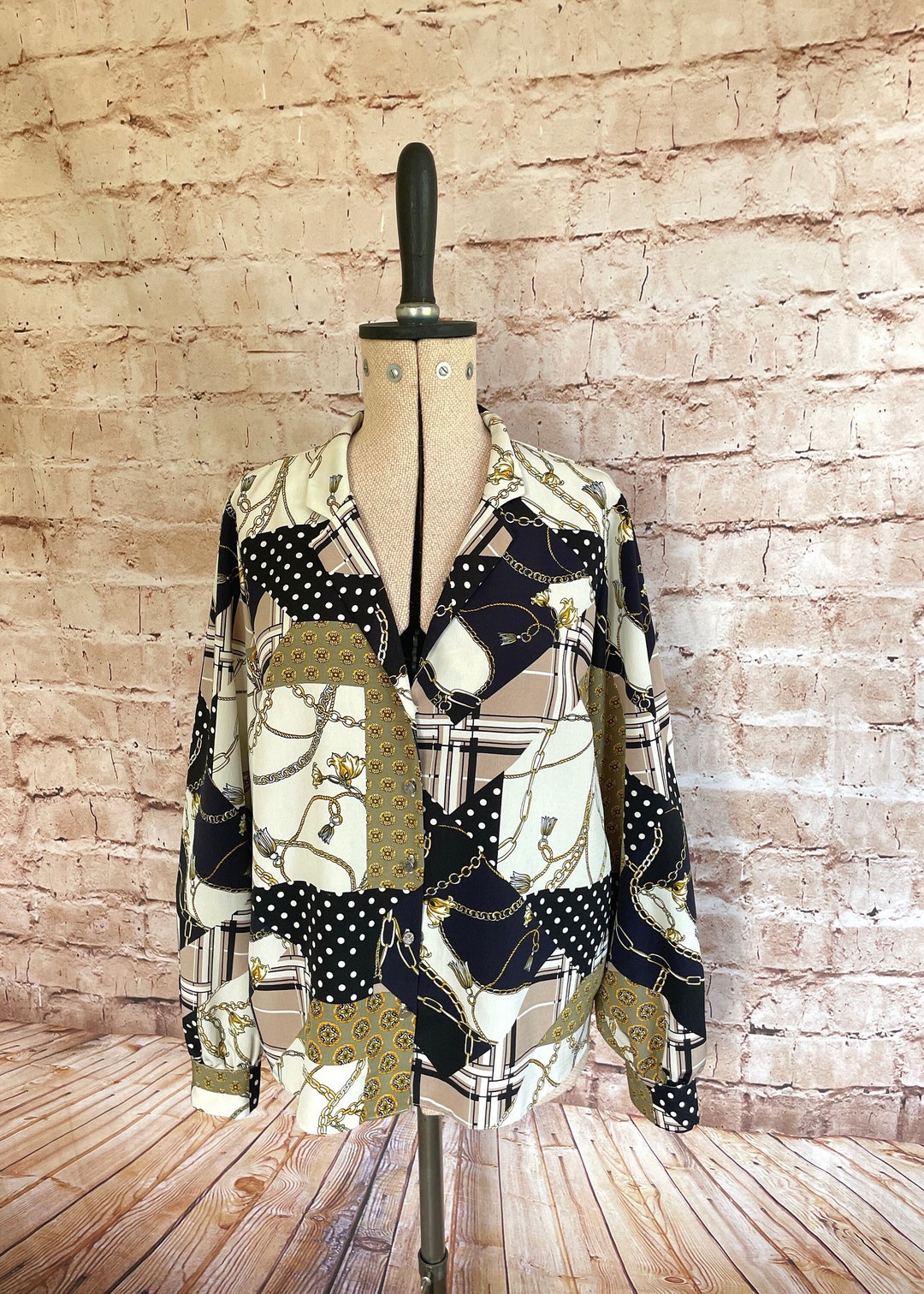 Vintage Blouse Patchwork Print by Dorothy Perkins C1990s 10 U.K. - Etsy