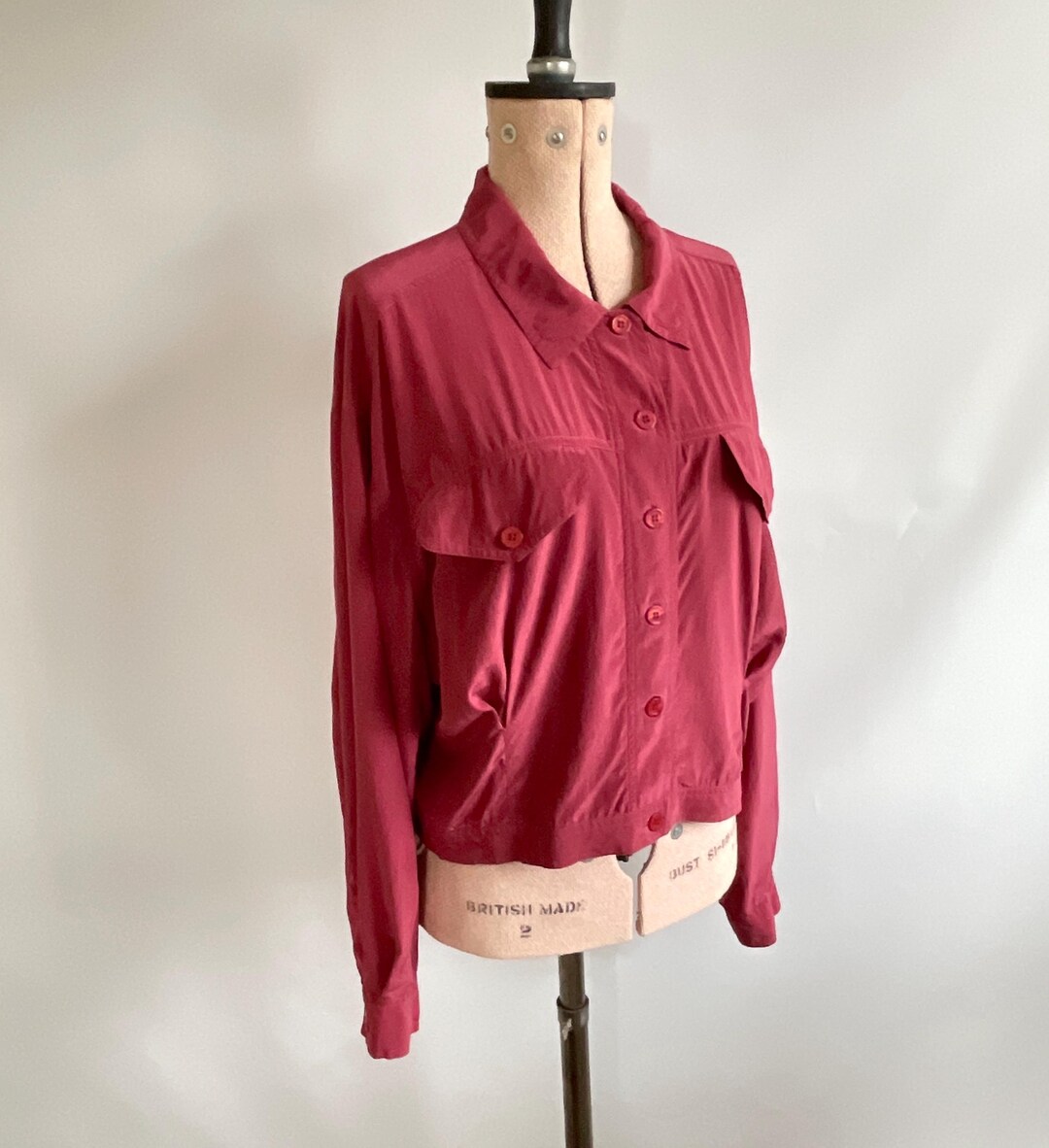 Vintage Silk Jacket Bomber Long Sleeves Dusky Deep Pink by Next C1980s ...