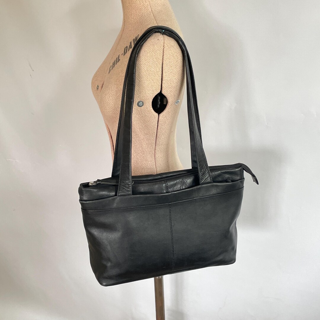 Vintage Handbag Under Arm With Top Handles Black Leather by Jobis Cy2k ...