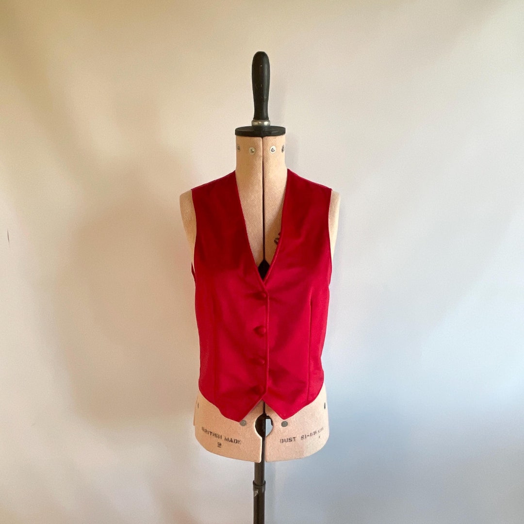 Vintage Red Velvet Waistcoat Vest C1970s Small - Etsy