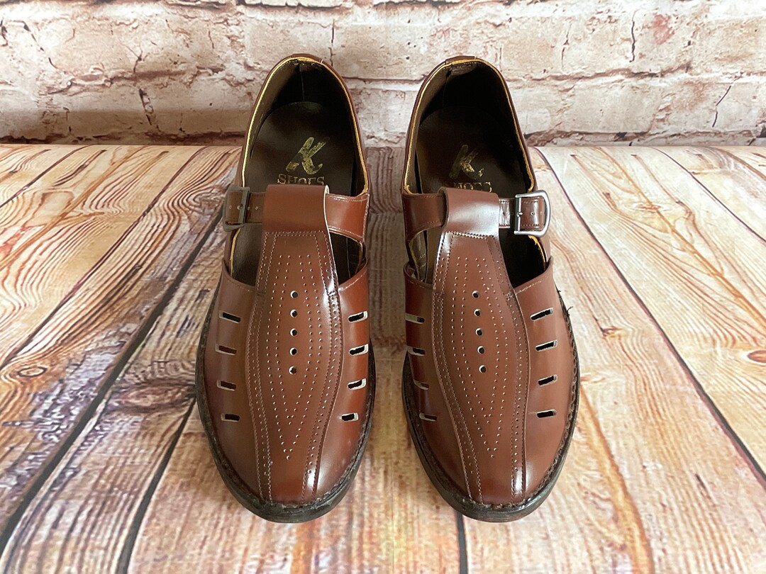 Vintage Fisherman Sandals Shoes Brown Leather by K Shoes New Soles and ...