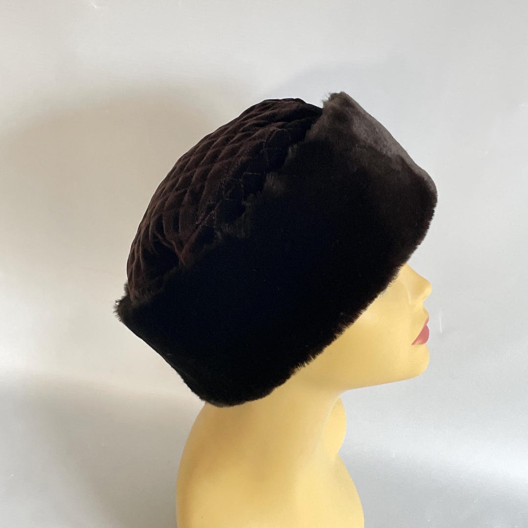 Vintage Dents Hat Brown Faux Fur and Quilted Velvet C1980s Medium - Etsy