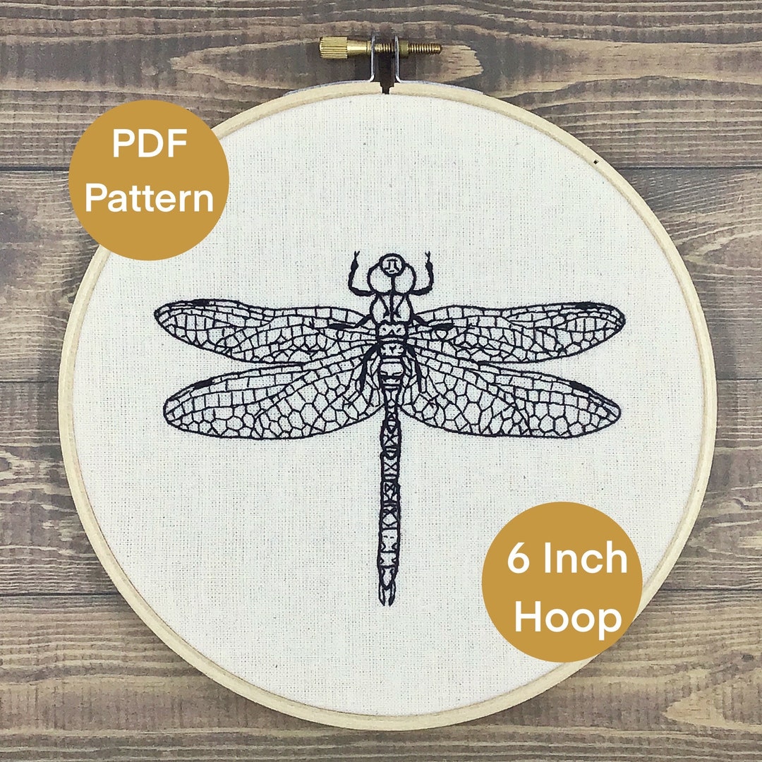 Hand Embroidery Pattern. PDF. Line Art Dragonfly. Outline Embroidery ...