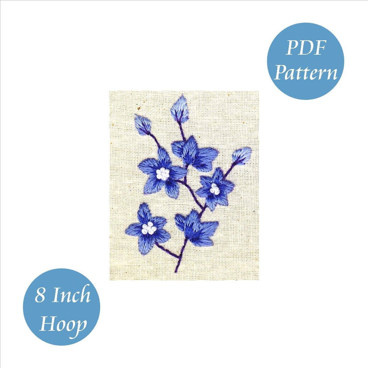 Hand Embroidery Pattern. PDF. Blue Botanical Printable, Digital ...