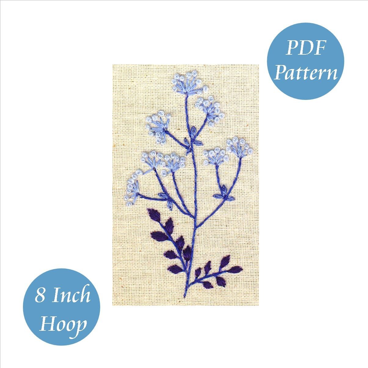 Hand Embroidery Pattern. PDF. Blue Botanical Printable | Etsy Canada