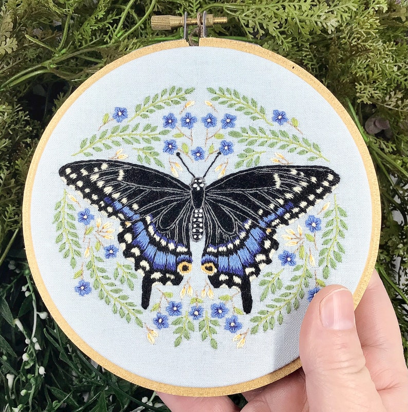 Hand Embroidery Pattern. PDF. Eastern Black Swallowtail - Etsy