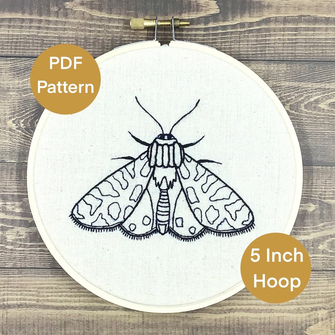 Hand Embroidery Pattern. PDF. Line Art Tiger Moth. Outline Embroidery ...