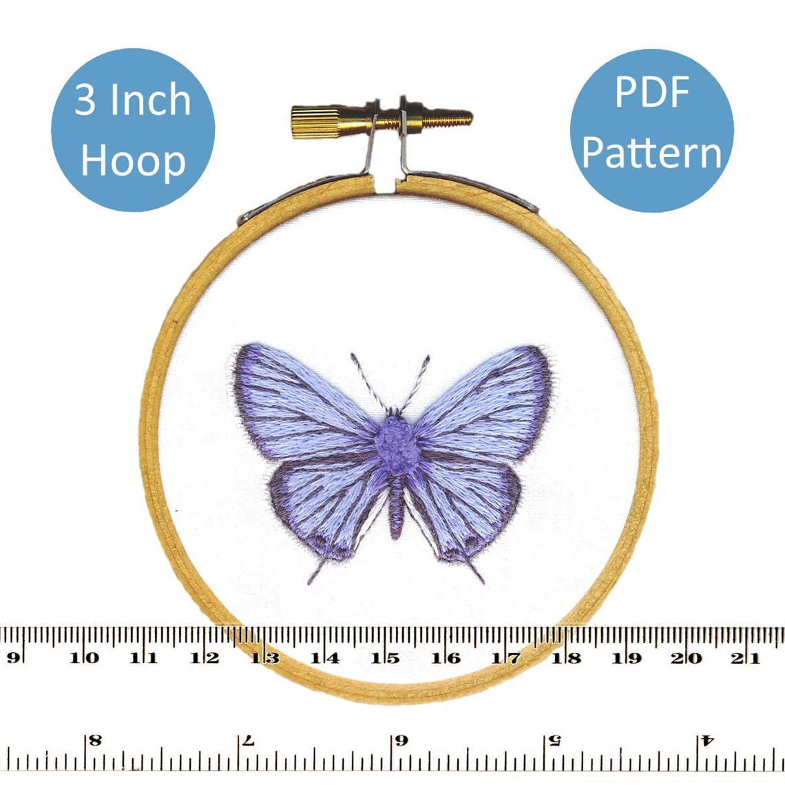 3inch Mini Hand Embroidery Pattern. PDF. Blue Butterfly. Step - Etsy