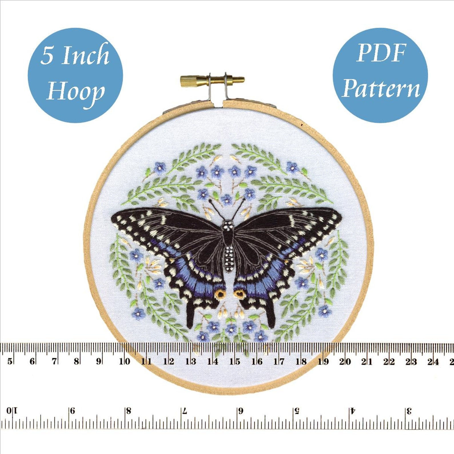 Hand Embroidery Pattern. PDF. Eastern Black Swallowtail Butterfly. How ...