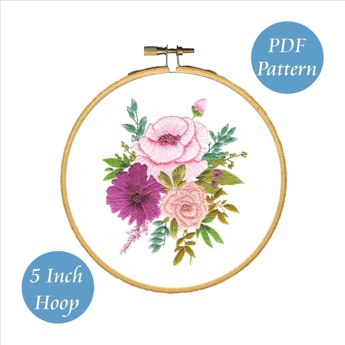 Hand Embroidery Pattern. PDF. Hannah Floral Pattern.. How to | Etsy