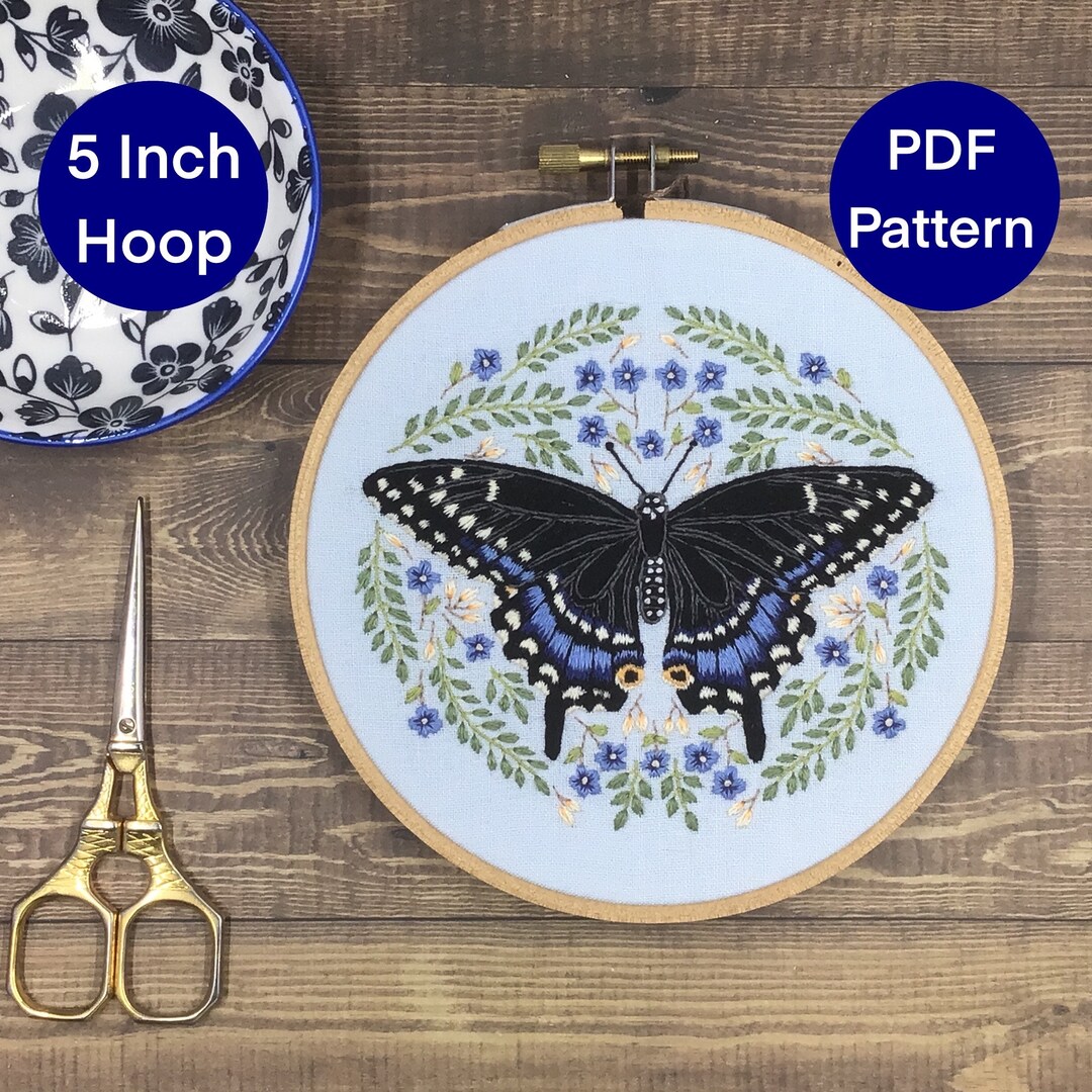 Hand Embroidery Pattern. PDF. Eastern Black Swallowtail Butterfly. How ...