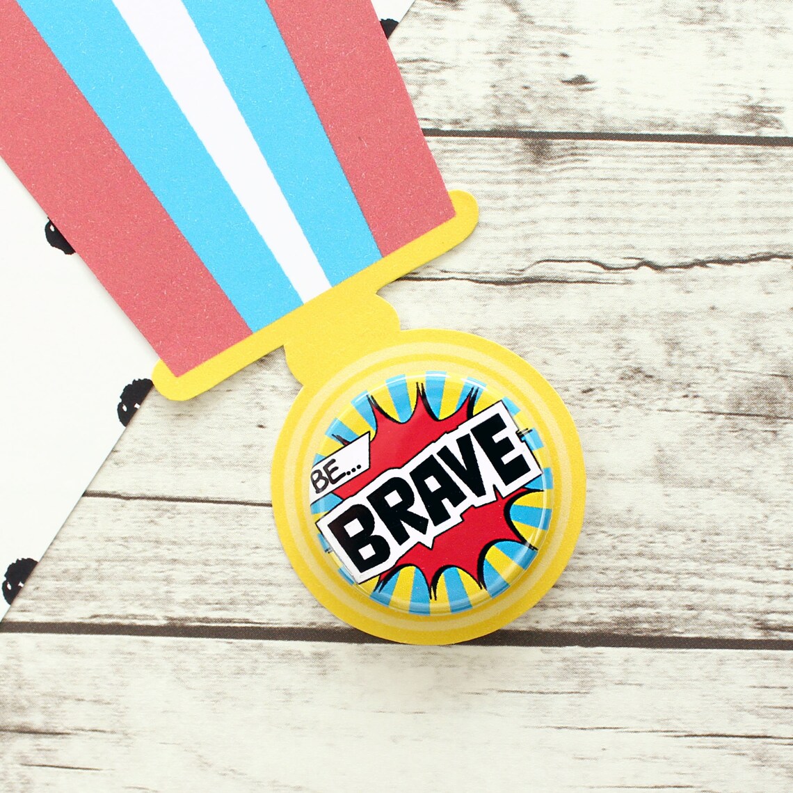 Be Brave Medal Button Badge - Etsy