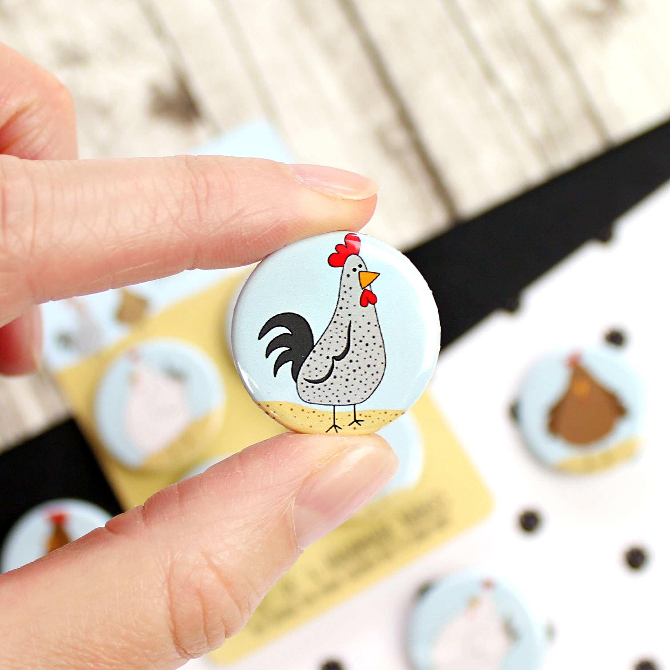 Funny Chicken Pin Badges - Set of Four - Etsy UK