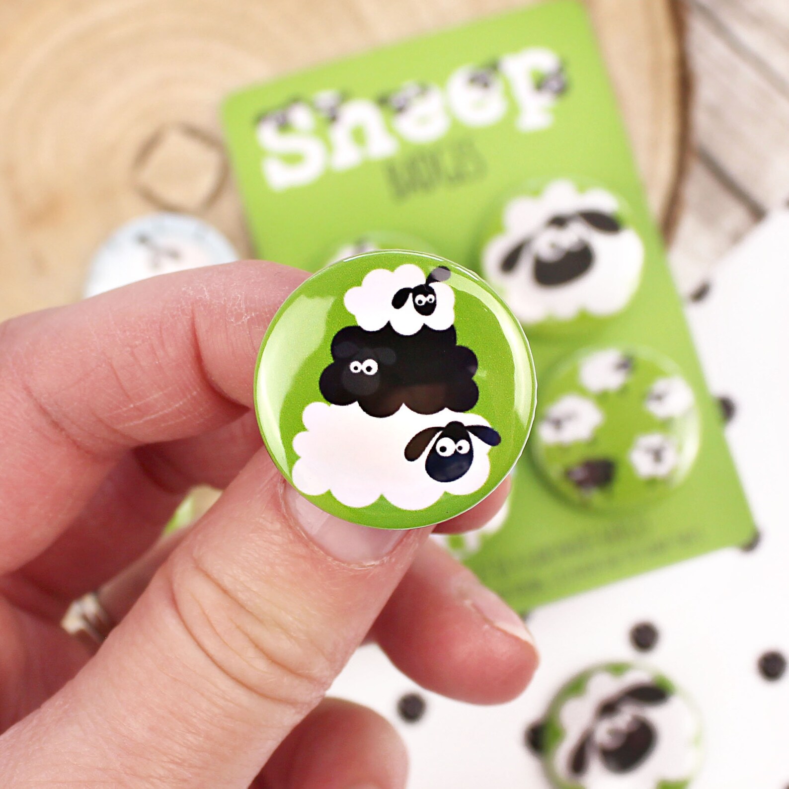 Cute Black and White Sheep Pin Badges - Set of Four - Etsy UK