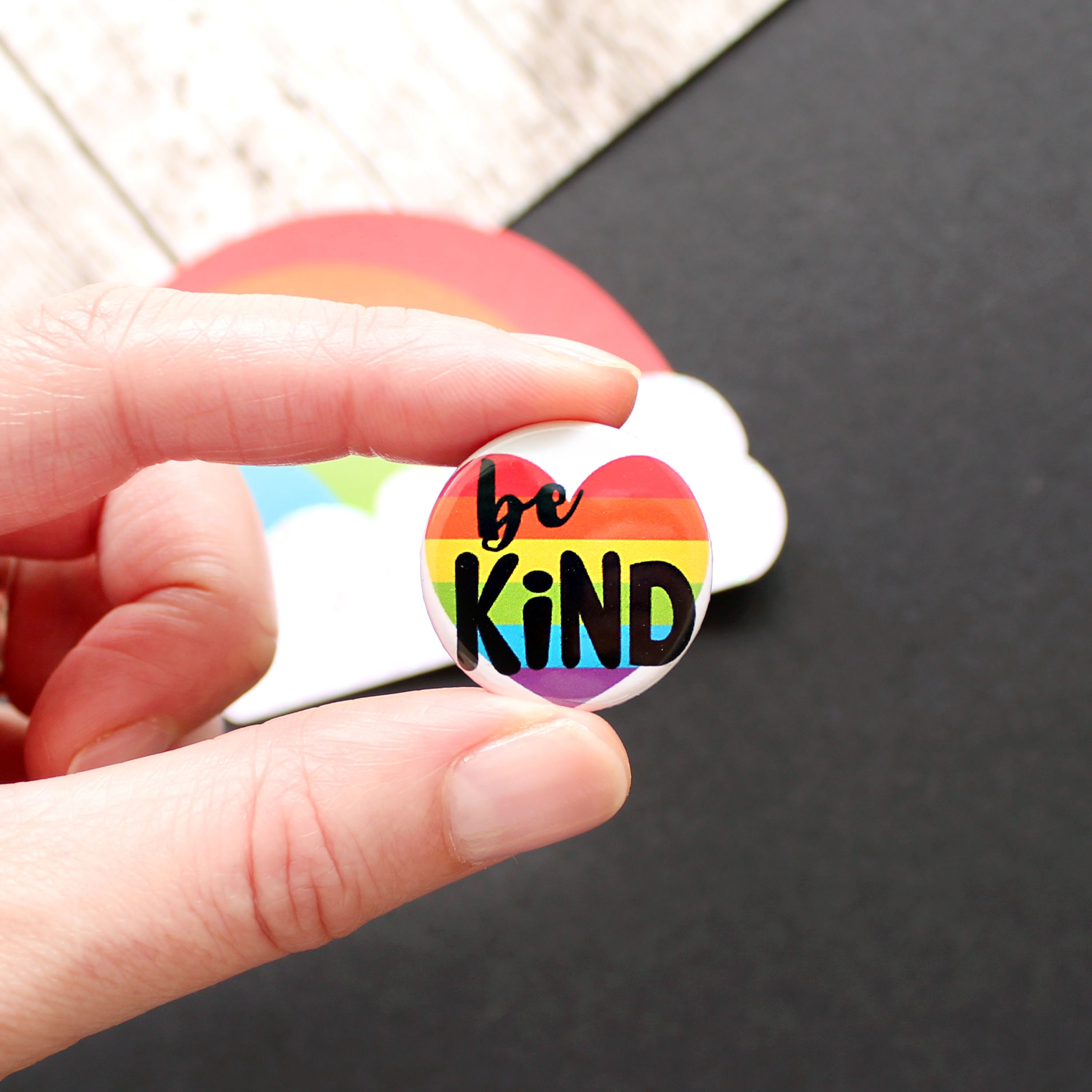 Be Kind Rainbow Button Badge - Etsy UK