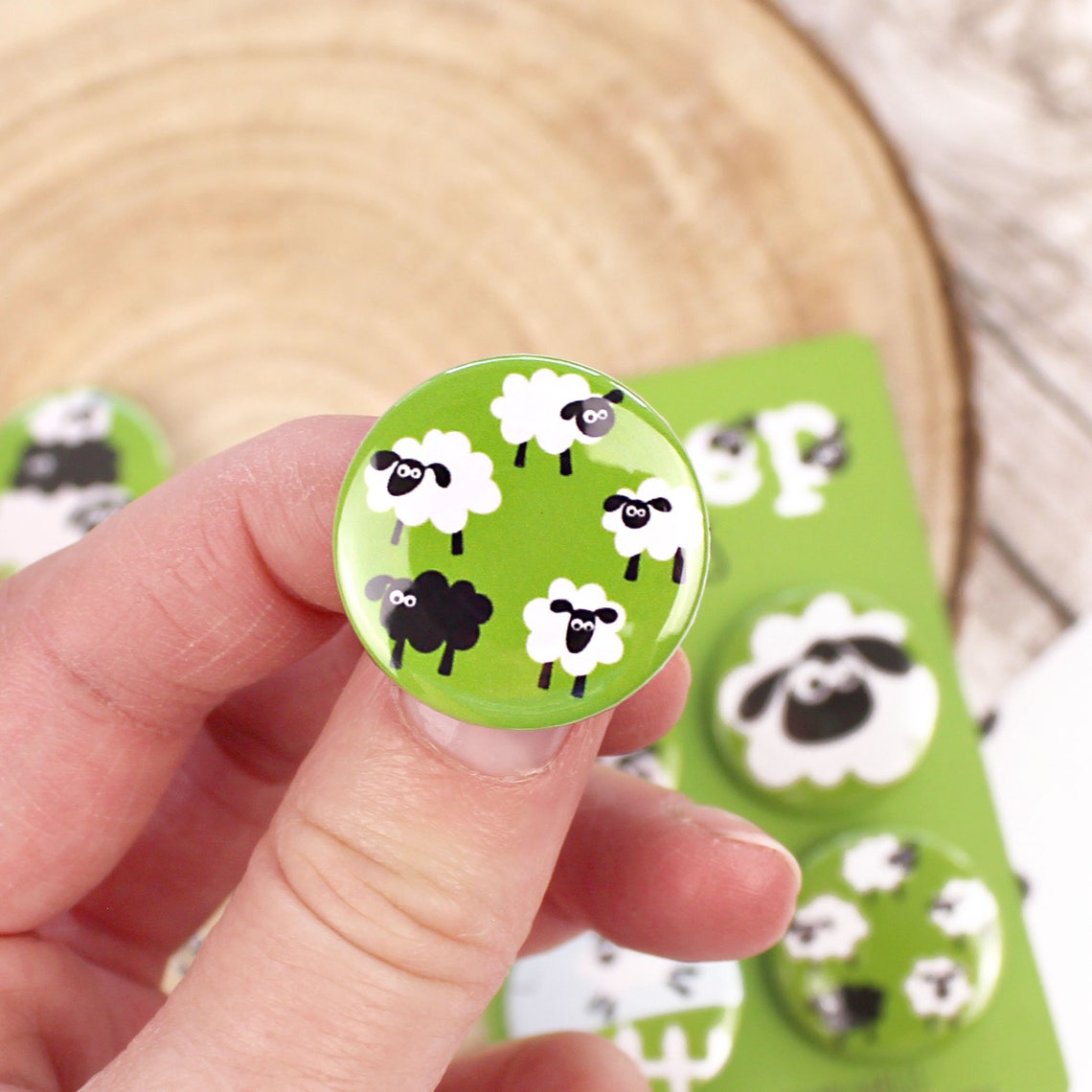 Cute Black and White Sheep Pin Badges - Set of Four - Etsy UK