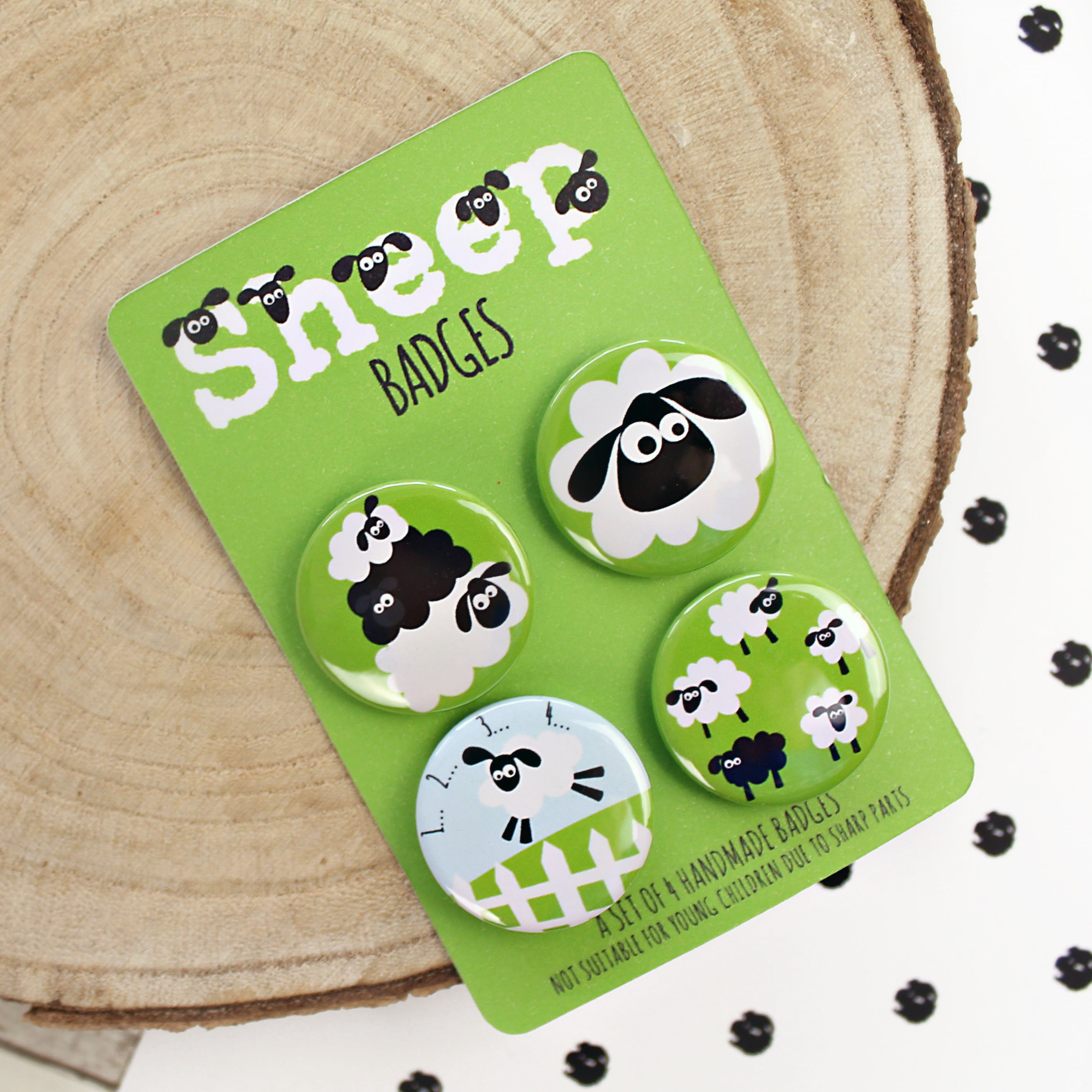 Cute Black and White Sheep Pin Badges - Set of Four - Etsy UK