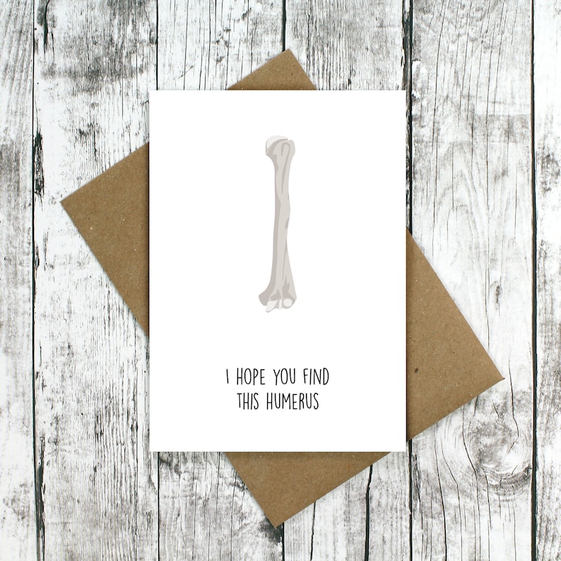 Funny Bone Word Pun Greeting Card - Etsy