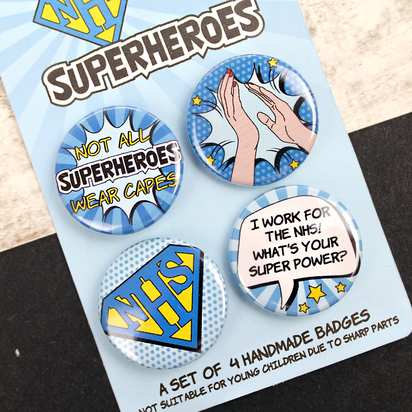 NHS Superheroes Pin Badges Set of Four - Etsy UK