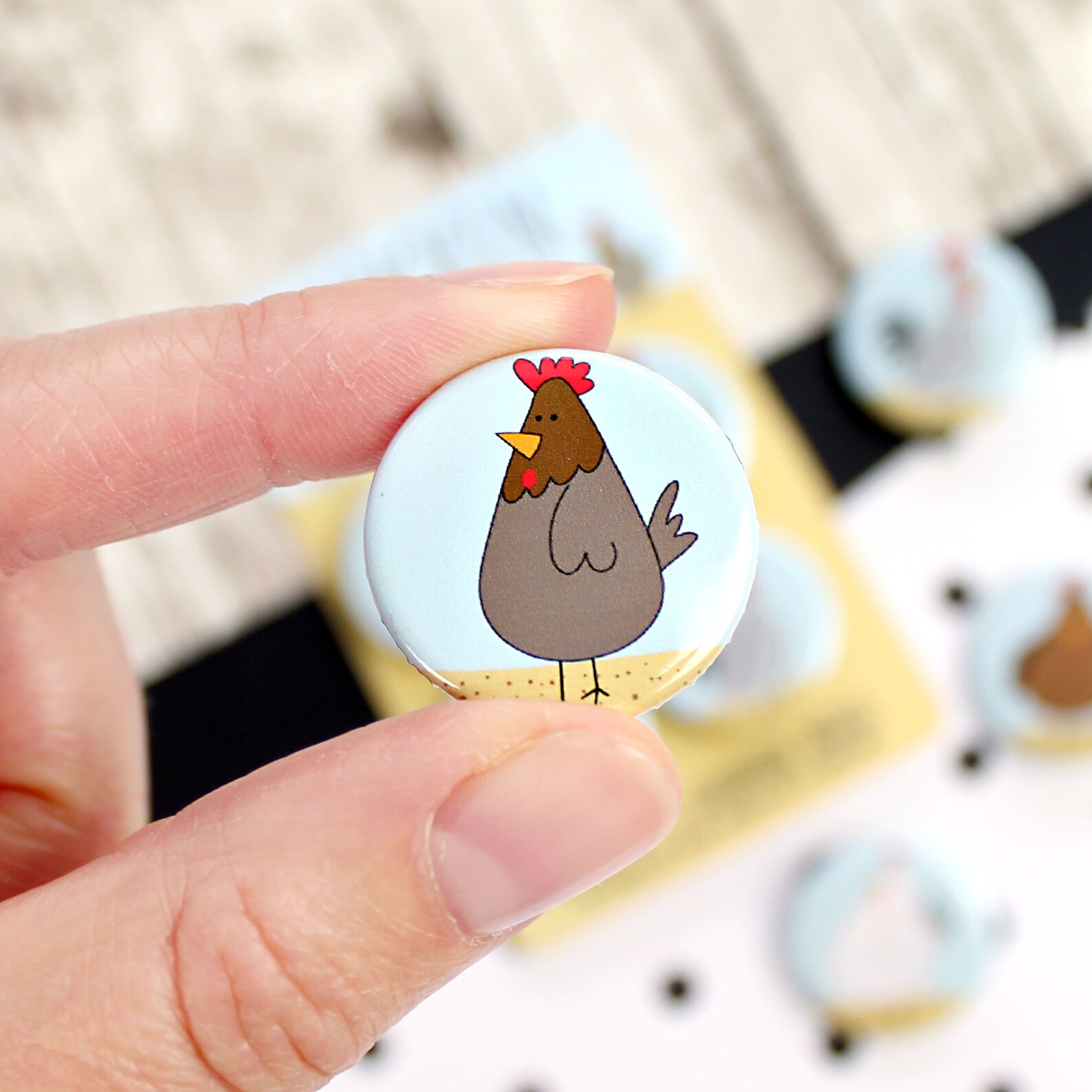Funny Chicken Pin Badges - Set of Four - Etsy UK