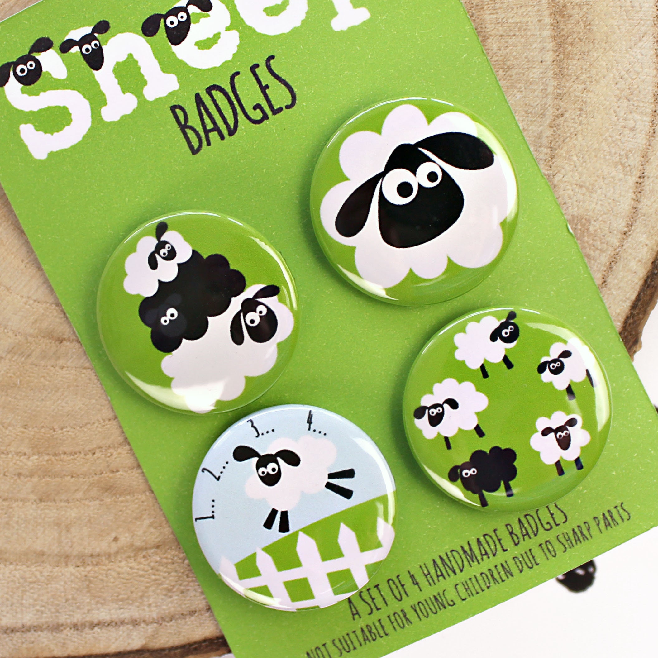 Cute Black and White Sheep Pin Badges - Set of Four - Etsy UK