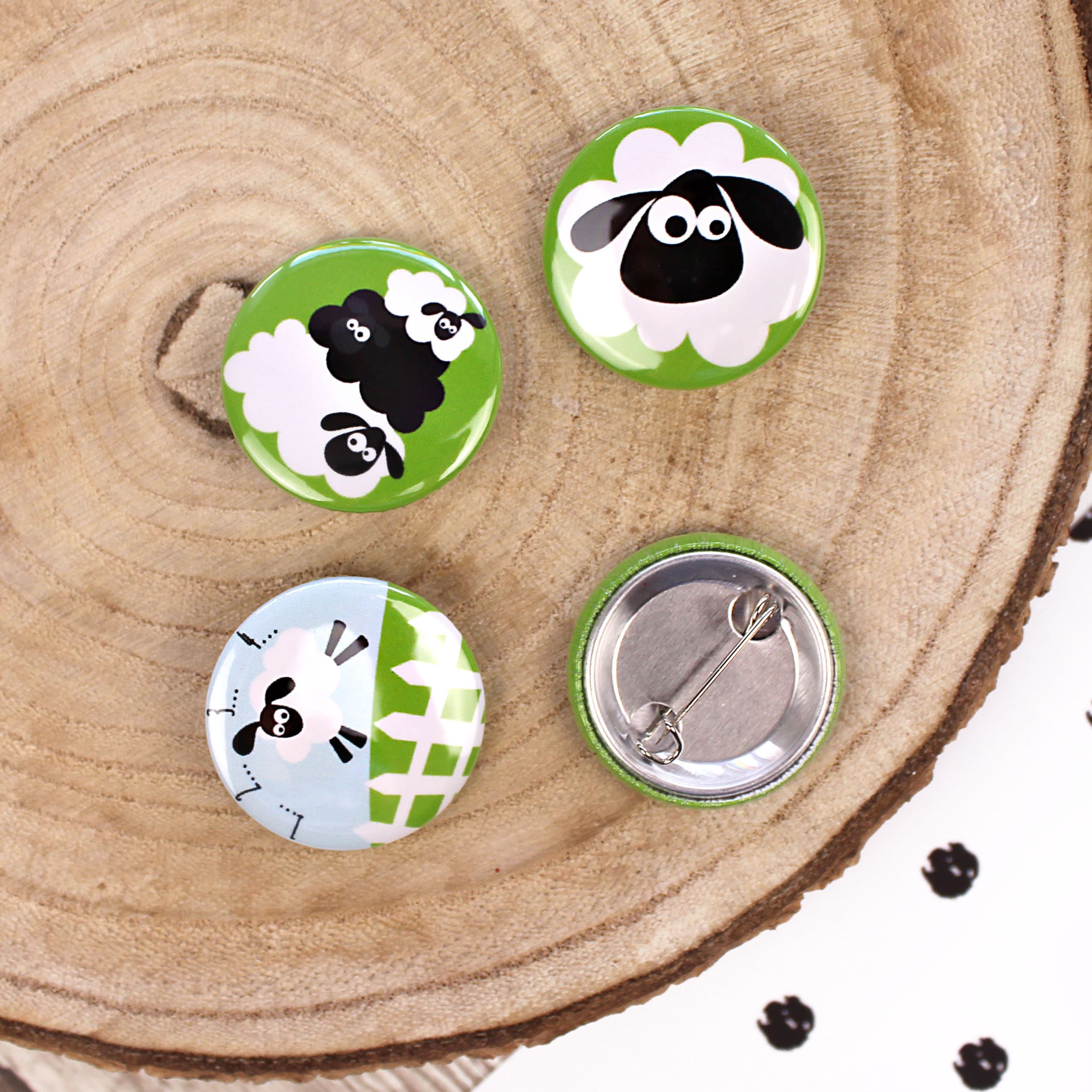 Cute Black and White Sheep Pin Badges - Set of Four - Etsy UK