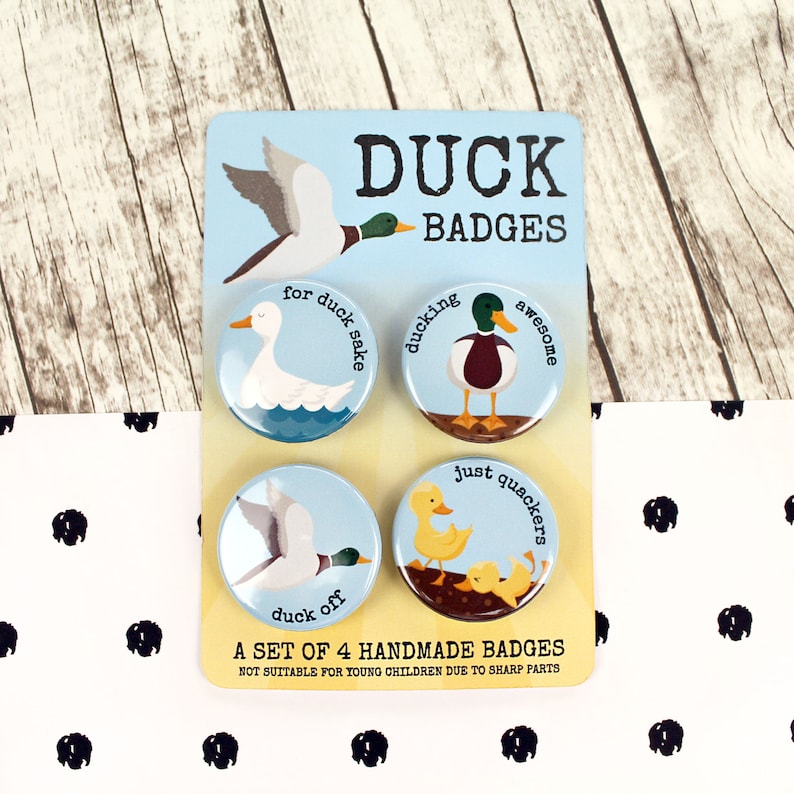 Duck Rude Word Pun Pin Badges Set of Four | Etsy UK