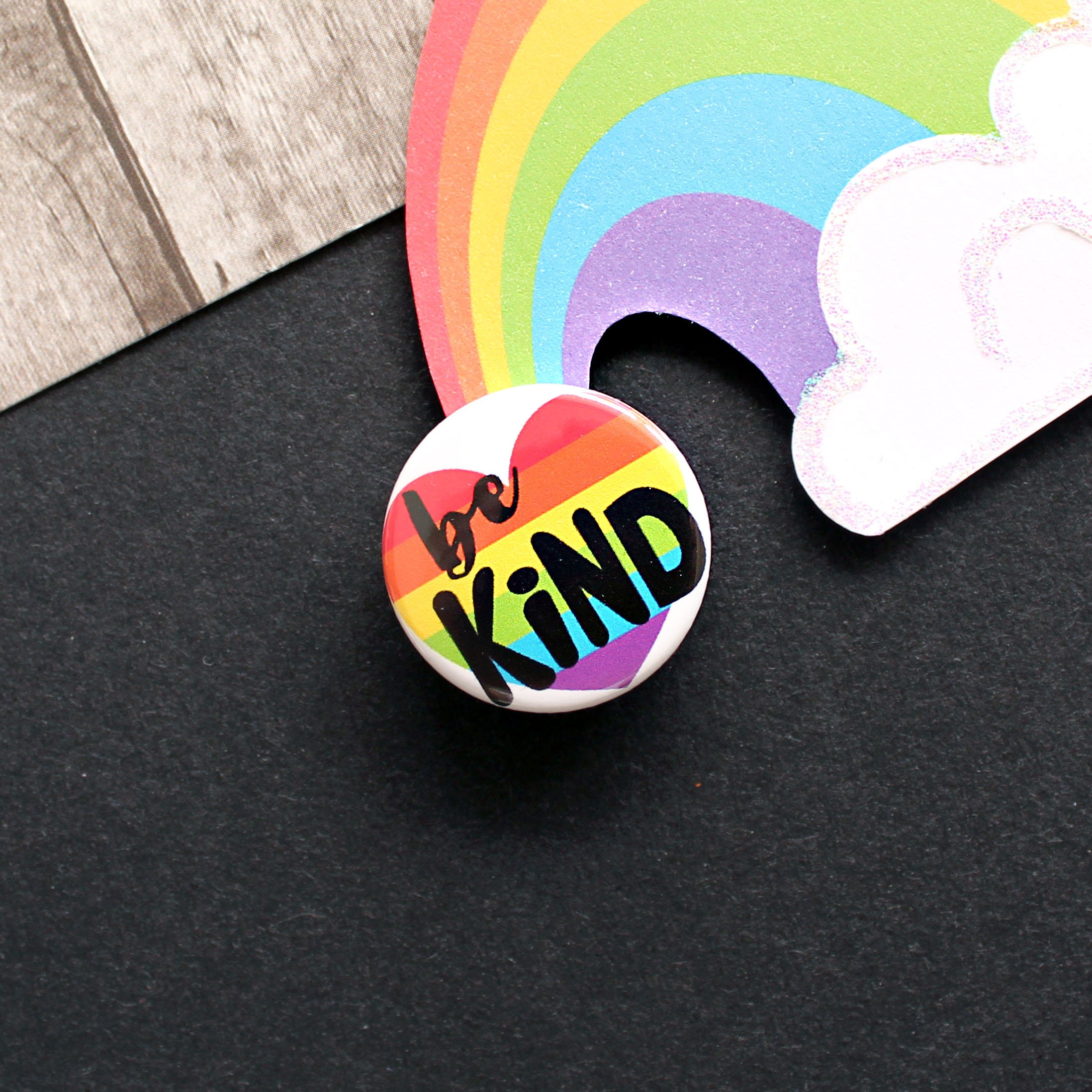 Be Kind Rainbow Button Badge - Etsy UK