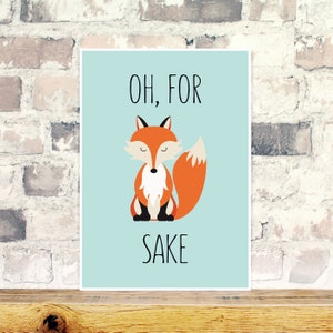 For Fox Sake Funny Word Pun Print - Etsy UK