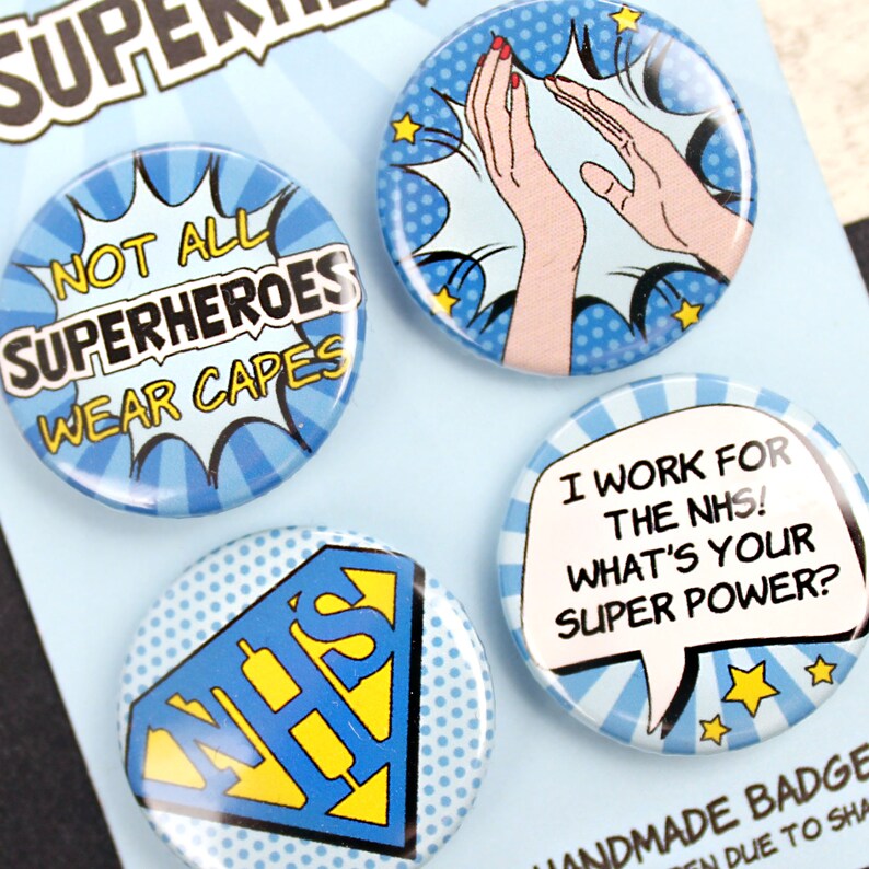 NHS Superheroes Pin Badges - Set of Four - Etsy UK