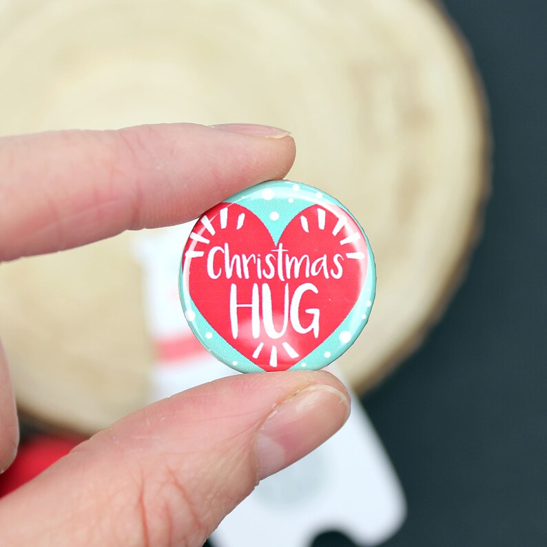 Christmas Polar Bear Hug Heart Button Badge - Etsy UK