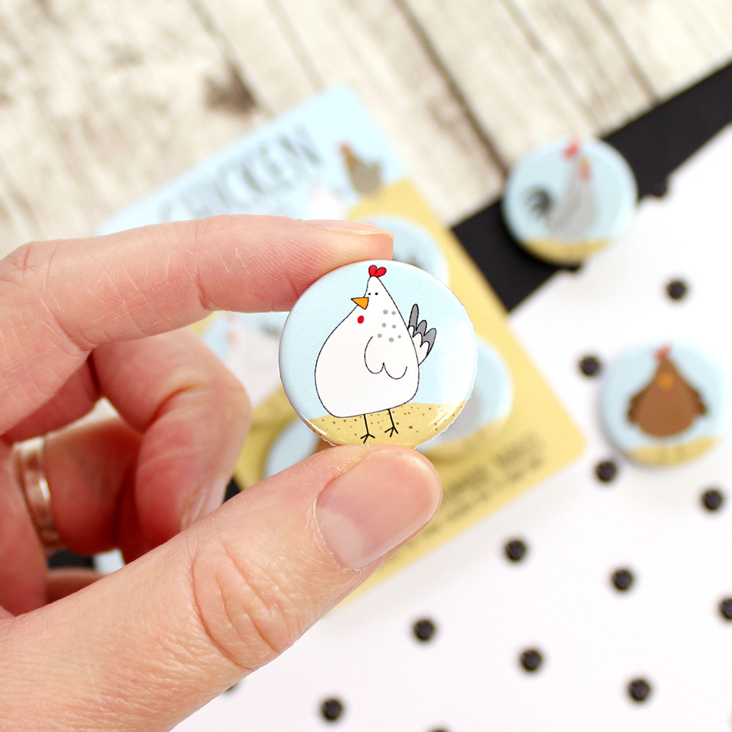 Funny Chicken Pin Badges - Set of Four - Etsy UK