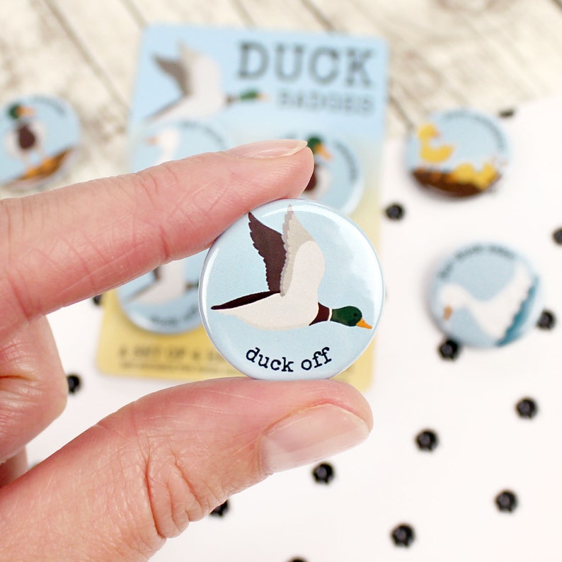 Duck Rude Word Pun Pin Badges Set of Four | Etsy UK