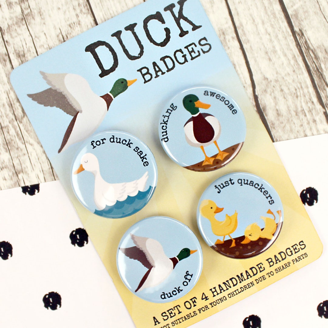 Duck Rude Word Pun Pin Badges - Set of Four - Etsy UK