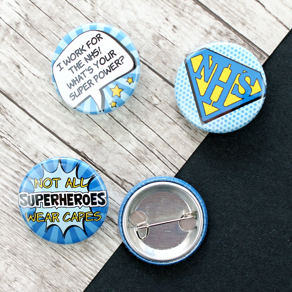 NHS Superheroes Pin Badges - Set of Four - Etsy UK