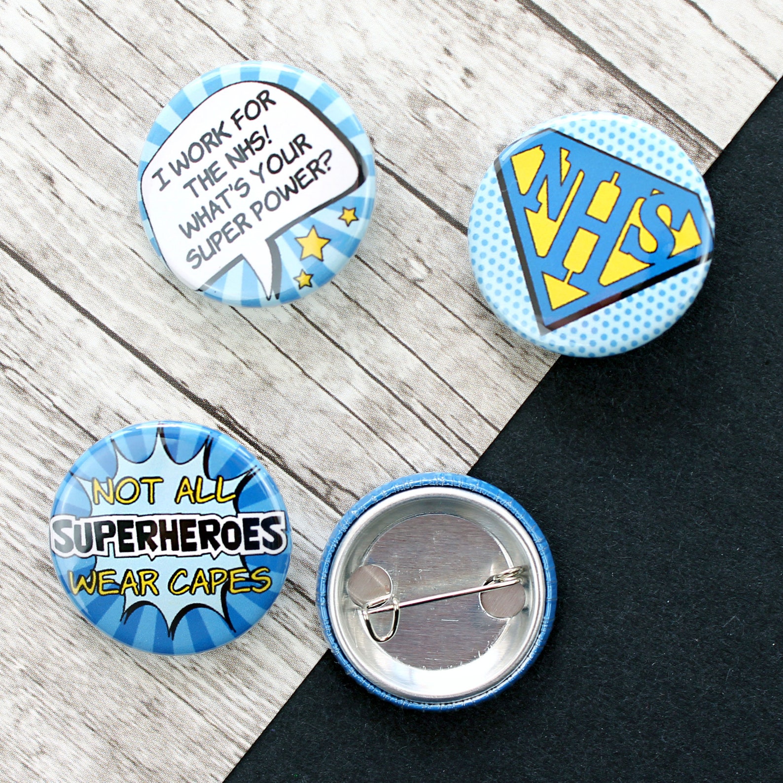 NHS Superheroes Pin Badges Set of Four - Etsy UK