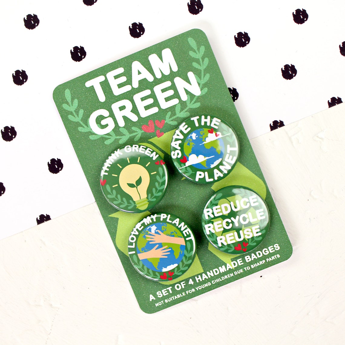 Environment Save the Planet Pin Badges Set of Four | Etsy UK
