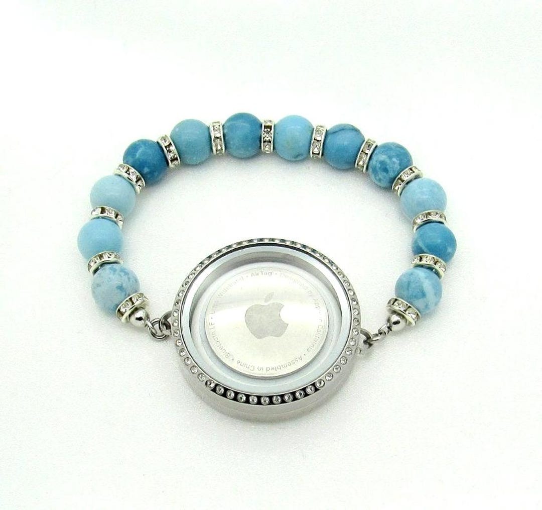 Stainless Steel Silver Floating Glass Waterproof Locket Natural Blue ...