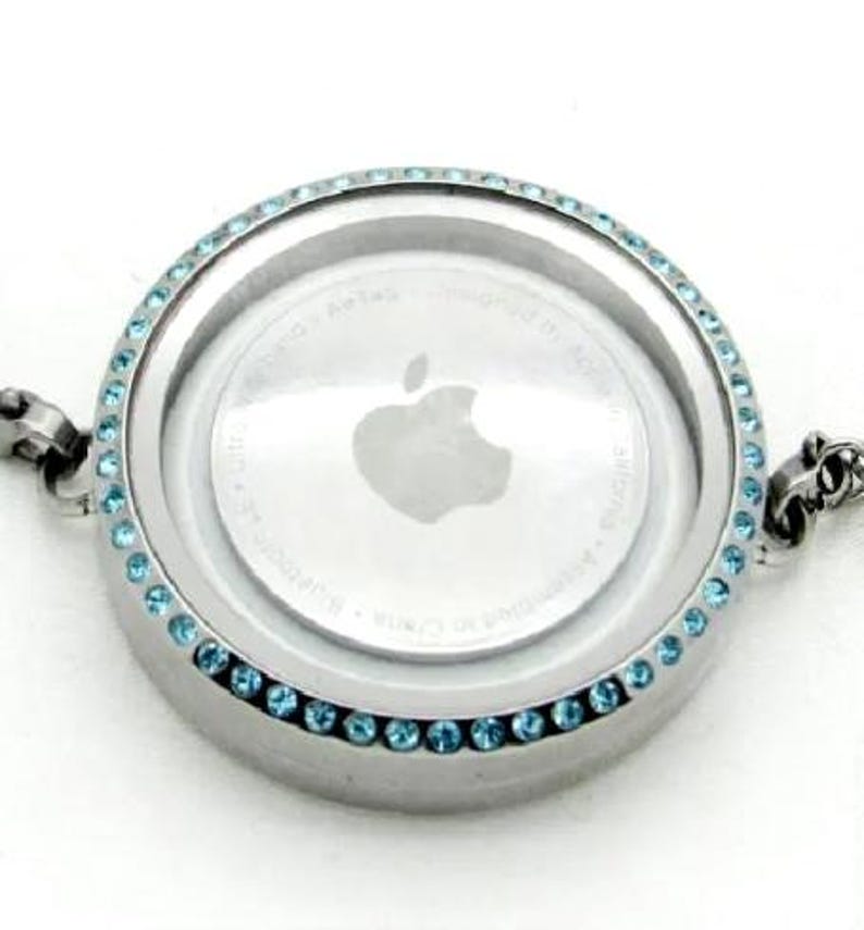 Stainless Steel Silver Floating Glass Waterproof Locket Natural Blue ...