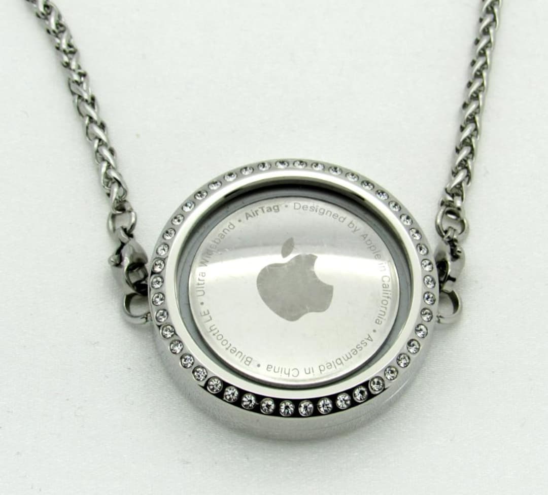 Stainless Steel Silver Gold Necklace for Apple AirTag Waterproof Glass ...